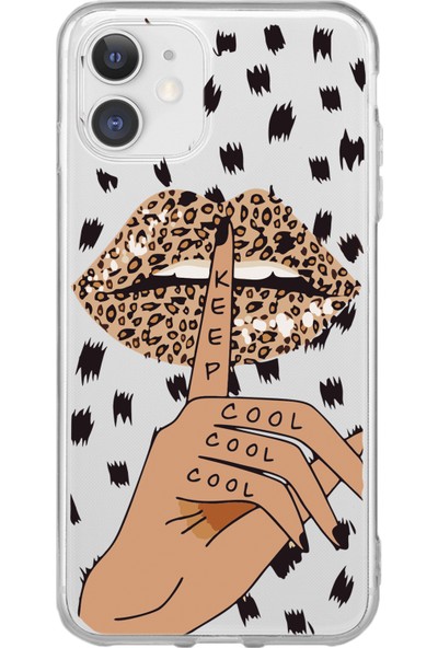 Caseland Apple iPhone 11 Uyumlu Keep Cool Desenli Şeffaf Telefon Kılıfı