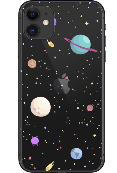 Caseland Apple iPhone 11 Uyumlu Güneş Sistemi Desenli Şeffaf Telefon Kılıfı Caseland Apple iPhone 11 Uyumlu Güneş Sistemi Desenli Şeffaf Telefon Kılıfı