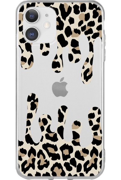 Caseland Apple iPhone 11 Uyumlu Leopar Damlaları Desenli Şeffaf Telefon Kılıfı