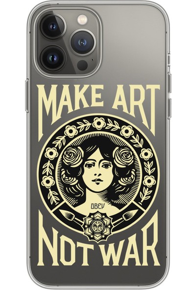 Caseland Apple iPhone 12 Pro Uyumlu Make Art Not War Desenli Şeffaf Telefon Kılıfı Caseland Apple iPhone 12 Pro Uyumlu Make Art Not War Desenli Şeffaf Telefon Kılıfı
