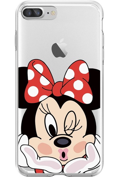 Caseland Apple iPhone 7 Plus ve 8 Plusuyumlu Minnie Desenli Şeffaf Telefon Kılıfı