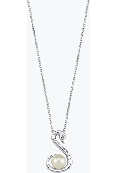 Altınbaş Pırlanta Incili Kuğu Kolye