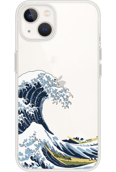 Caseland Apple iPhone 13 Uyumlu Kaganawa Desenli Şeffaf Telefon Kılıfı