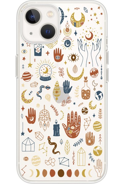 Caseland Apple iPhone 13 Uyumlu Tarot Sembolleri Desenli Şeffaf Telefon Kılıfı Caseland Apple iPhone 13 Uyumlu Tarot Sembolleri Desenli Şeffaf Telefon Kılıfı