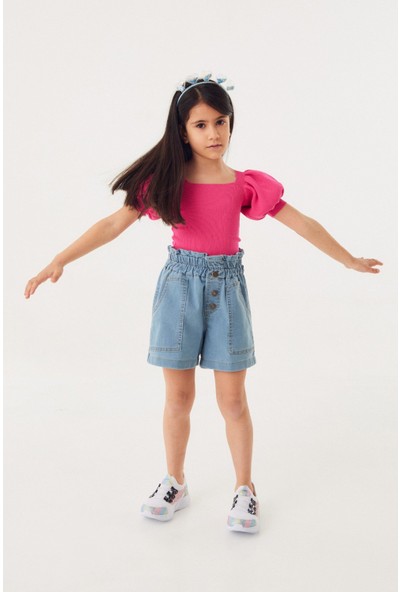 FullaModa Karpuz Kol Çocuk Triko Bluz