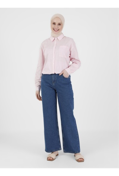 Benin Beli Lastikli Straight Kot Pantolon - Indigo - Benin Benin Beli Lastikli Straight Kot Pantolon - Indigo - Benin