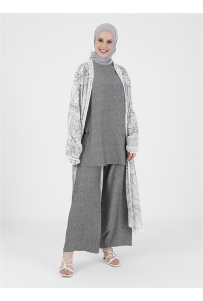 Refka Çizgili Tunik&pantolon Ikili Takım - Siyah - Refka Casual