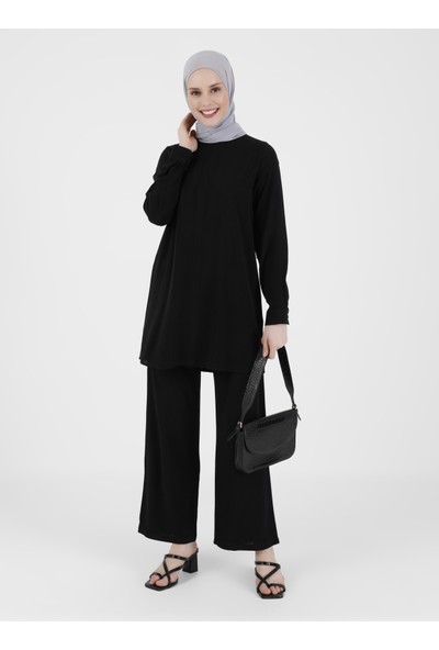 Refka Doğal Kumaşlı Tunik&pantolon Ikili Takım - Siyah - Refka Casual