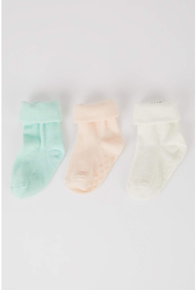 DeFacto Kız Bebek Kaydırmaz Tabanlı Pamuklu 3'lü Uzun Çorap W5065A2NS DeFacto Kız Bebek Kaydırmaz Tabanlı Pamuklu 3'lü Uzun Çorap W5065A2NS