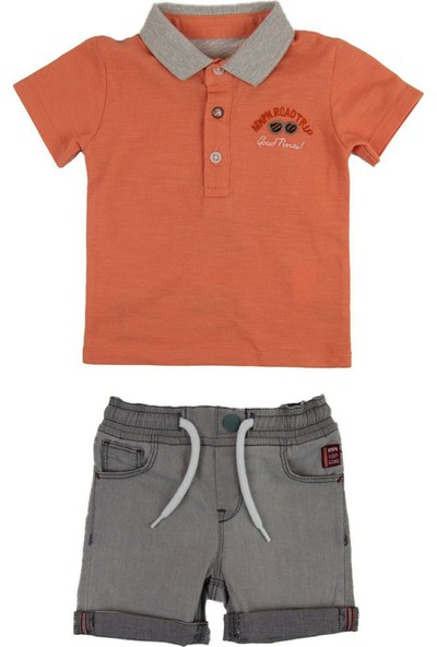 Bebepan Road Yakalı Tişört Kot Şort Erkek Çocuk Alt Üst Takım