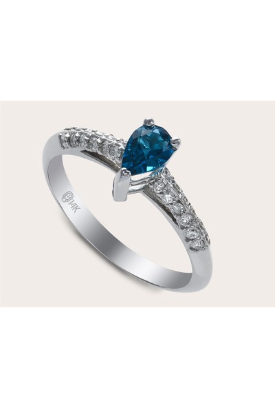 Atiye Pırlanta Altın London Blue Topaz Yan Pırlanta Yüzük Atiye Pırlanta Altın London Blue Topaz Yan Pırlanta Yüzük