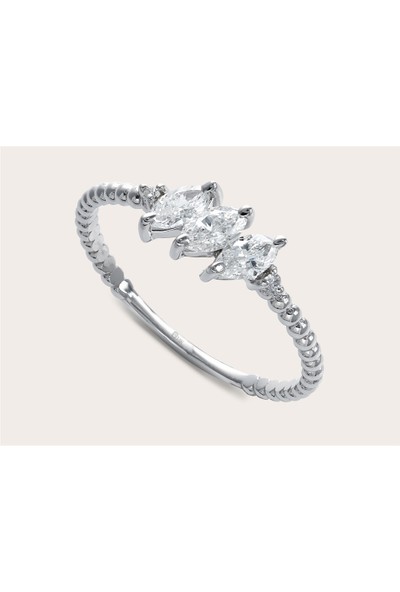 Atiye Pırlanta Markiz Üçtaş Pırlanta Yüzük