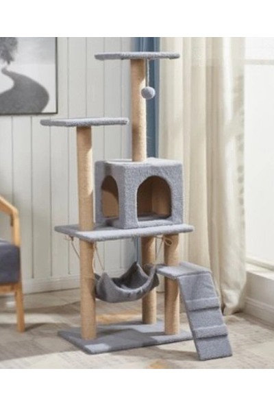 Gezeroğlu Petshop Hamaklı Yuvalı Lüx Kedi Tırmalama Evi - Gri Gezeroğlu Petshop Hamaklı Yuvalı Lüx Kedi Tırmalama Evi - Gri
