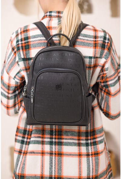 Kadın Gofraj Kabartma Just Polo Baskılı Vegan Sırt Çantası