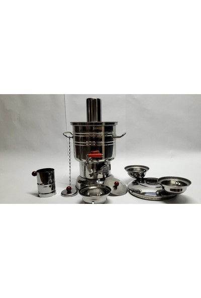 Zarifiş Zarif Iş Çift Demlik Hazneli Kömürlü Semaver