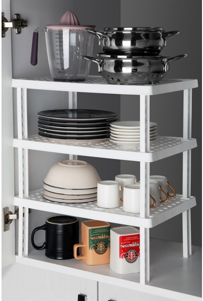 Kitchen Life 3 Katlı Ayaklı Portatif Dikdörtgen Raf Düzenleyici Kitchen Life 3 Katlı Ayaklı Portatif Dikdörtgen Raf Düzenleyici