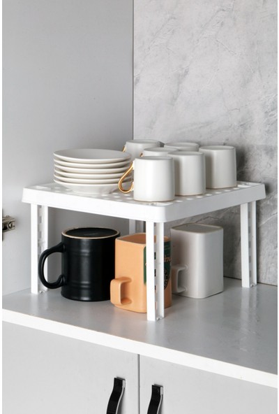 Kitchen Life Tek Katlı Ayaklı Portatif Kare Raf Düzenleyici Kitchen Life Tek Katlı Ayaklı Portatif Kare Raf Düzenleyici