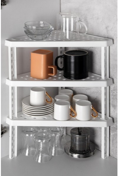 Kitchen Life 3 Katlı Ayaklı Portatif Üçgen Raf Düzenleyici