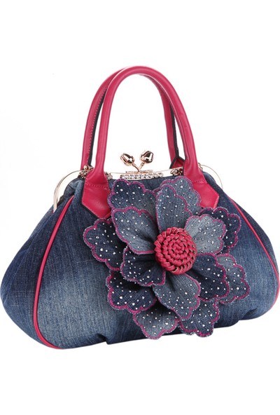 Ankoee Kadın Kot Çanta Jean Çanta Çiçekler Omuz Çantası Satchel Tote Çantalar (Fuşya) (Yurt Dışından) Ankoee Kadın Kot Çanta Jean Çanta Çiçekler Omuz Çantası Satchel Tote Çantalar (Fuşya) (Yurt Dışından)