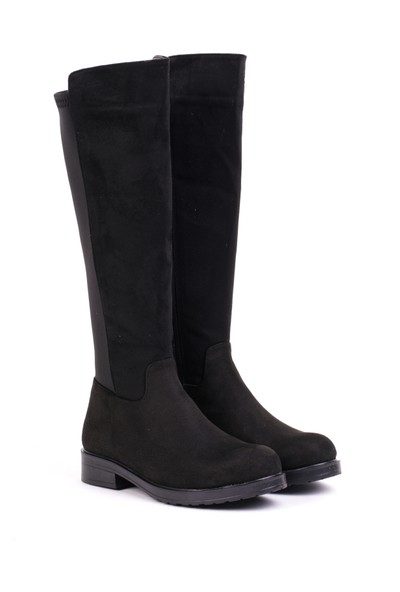 Enes Kadın Çizme - Suet Siyah Dalgıc