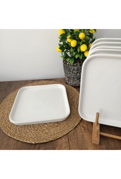 6'lı Seramik Beyaz Kare 23X23 cm Servis Tabağı 6'lı Seramik Beyaz Kare 23X23 cm Servis Tabağı