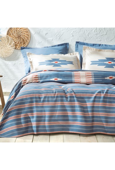 Yataş Bedding Nomi Çift Kişilik Pike Takımı - Indigo Yataş Bedding Nomi Çift Kişilik Pike Takımı - Indigo