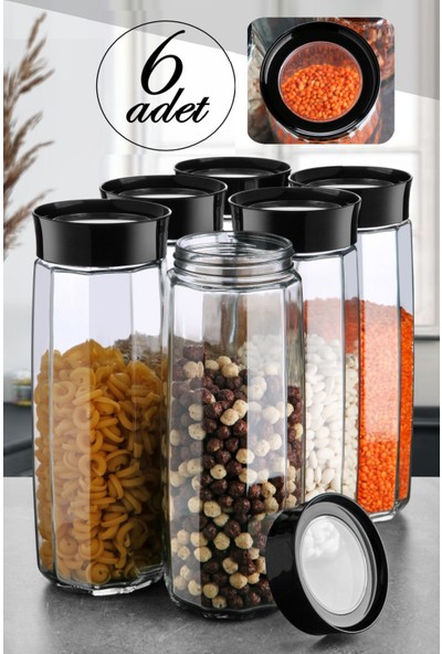 Kitchen Life 6 Adet Mega Boy Kavanoz Seti 1600 ml Kitchen Life 6 Adet Mega Boy Kavanoz Seti 1600 ml