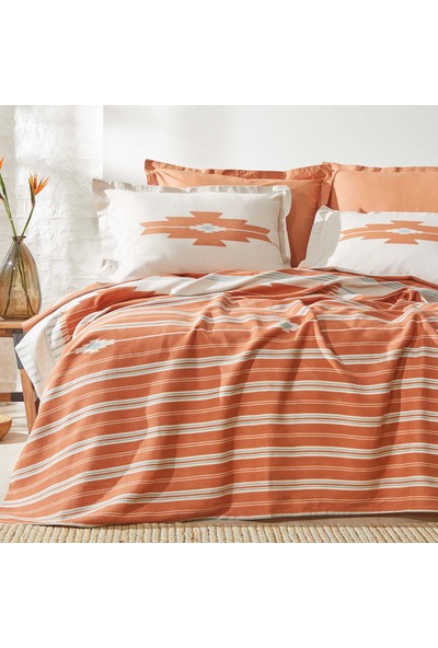 Yataş Bedding Nomi Çift Kişilik Pike Takımı - Kiremit Yataş Bedding Nomi Çift Kişilik Pike Takımı - Kiremit