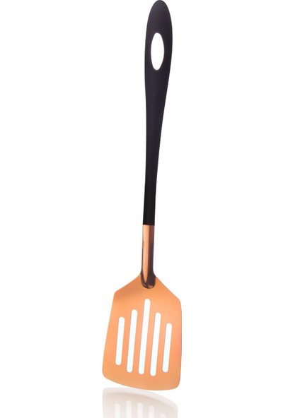 Kitchen Life Black Rosegold Delikli Spatula Paslanmaz Çelik