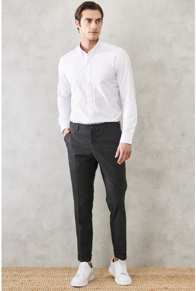 Altınyıldız Classics Slim Fit Dar Kesim Desenli Yan Cepli Beli Bağlamalı Pantolon