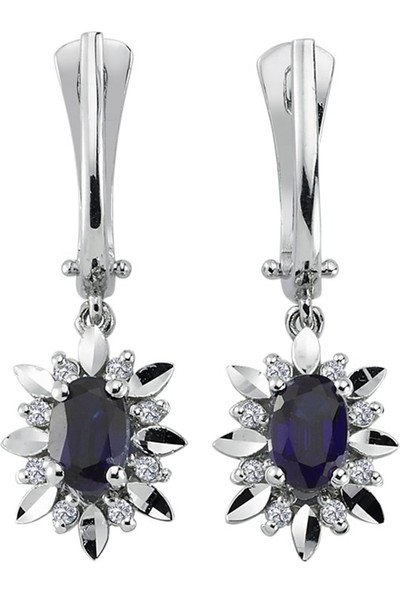 Livia 14 Ayar 1,42 Karat Safir 0,12 Karat Pırlanta Küpe