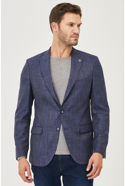 Altınyıldız Classics Slim Fit Dar Kesim Kırlangıç Yaka Desenli Casual Ceket