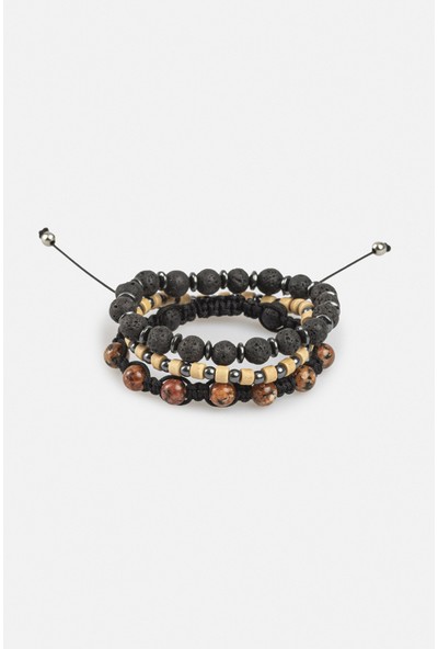 AVVA Erkek Siyah 3'lü Taşlı Bileklik A21Y9630