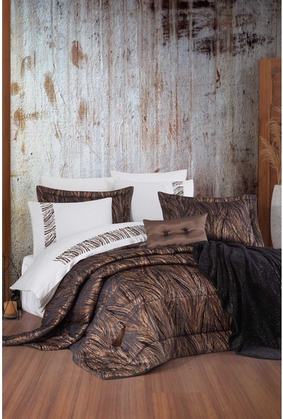 Elart Çeyiz Paketi 11 Parça (Yatak Örtüsü+Nevresim Takımı+Battaniye) Salvador Gold