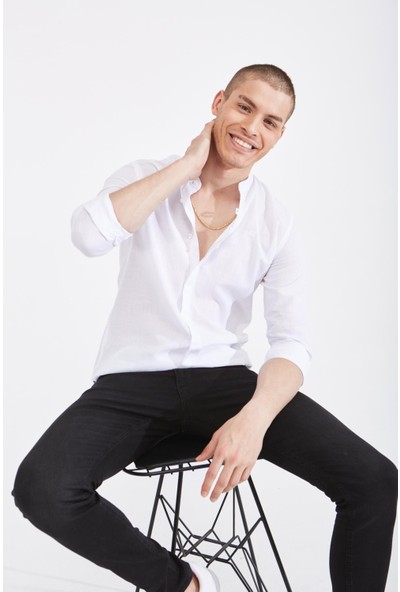 Hobi Club Hakim Yaka Keten Gömlek