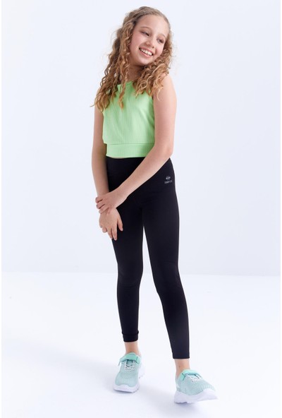 Tommy Life Siyah Yüksek Bel Dar Paça Kız Çocuk Tayt - 75047