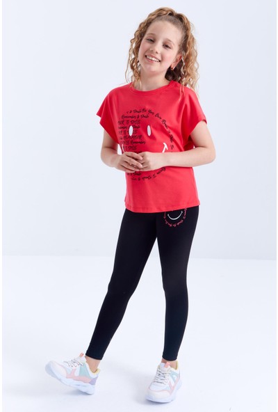 Tommy Life Rose - Siyah Emoji Baskılı Oversize O Yaka Kız Çocuk Tayt Takım - 75062 Tommy Life Rose - Siyah Emoji Baskılı Oversize O Yaka Kız Çocuk Tayt Takım - 75062