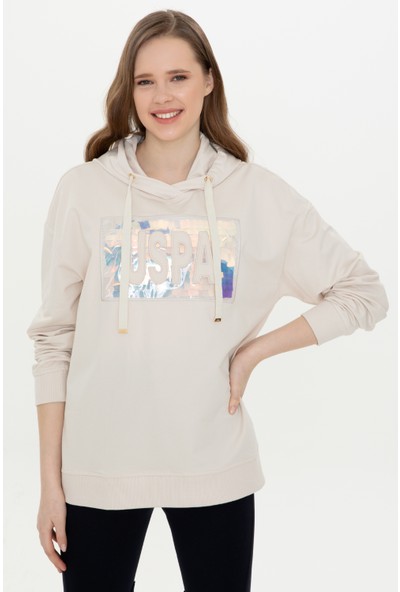 U.S. Polo Assn. Kadın Krem Sweatshirt