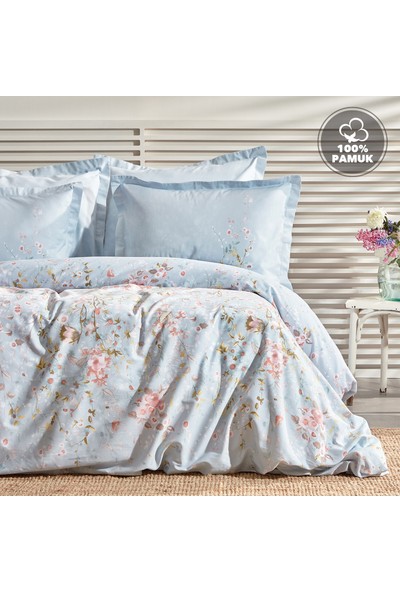 Yataş Bedding Isadora Saten Çift Kişilik Nevresim Takımı - Mavi