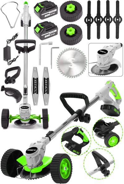 Eisenn Green Turbo Samsung Lion Çift Akülü 88 V 10 Ah Tekerlekli Çim Çalı Ot Biçme Tırpanı Eisenn Green Turbo Samsung Lion Çift Akülü 88 V 10 Ah Tekerlekli Çim Çalı Ot Biçme Tırpanı