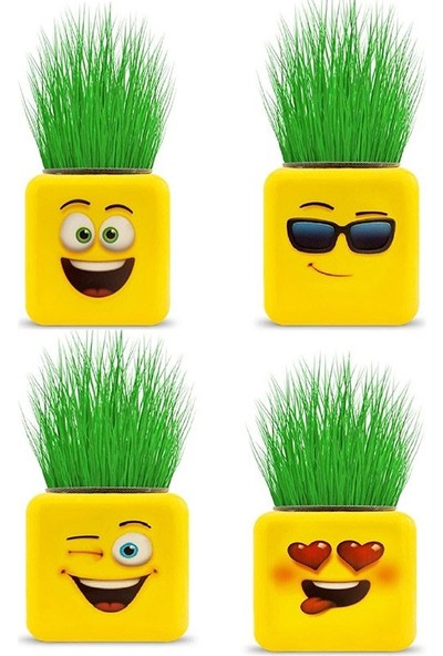 Benturk Çimoji 4 Figürlü Emoji Küp Çim Adam