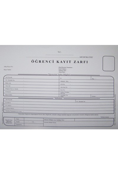 Tekbir Öğrenci Kayıt Zarfı 50 Adet