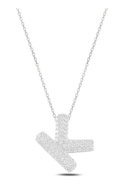 Sientojewels 925 Ayar Gümüş K Harf Taşlı Bayan Kolye