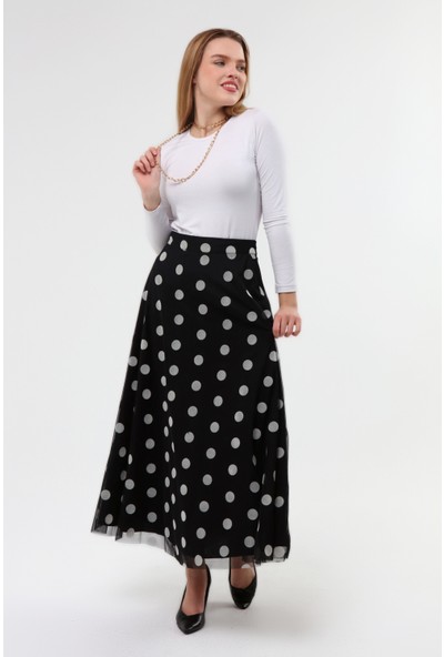 Asees Dijital Baskılı Tül Evaze Etek