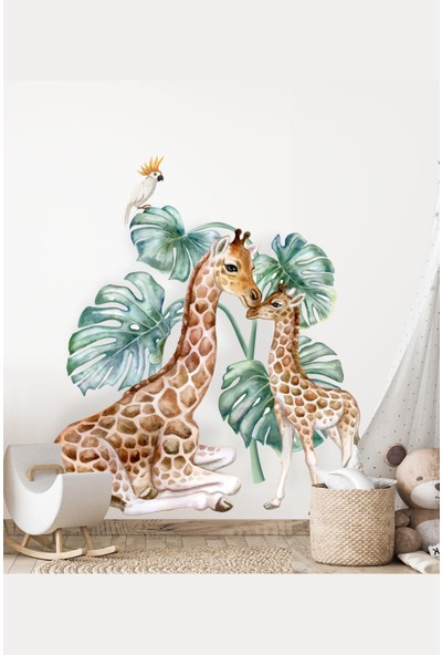 Zürafa Ailesi Zürafa Aşkı Çocuk Bebek Odası Duvar Sticker