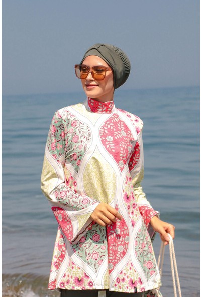 Marina Haki Kadın Tek Parça Tunik Tesettür Mayo 7001