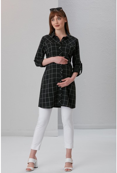 Işşıl 4503-Ekose Verev Kesim Hamile Gömlek-Tunik Işşıl 4503-Ekose Verev Kesim Hamile Gömlek-Tunik