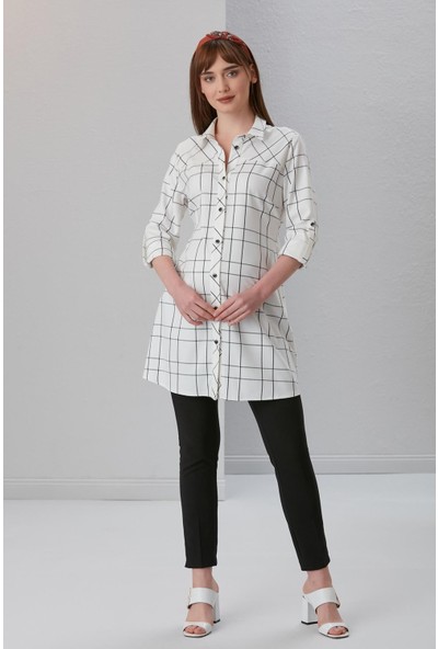 Işşıl 4503-Ekose Verev Kesim Hamile Gömlek-Tunik Işşıl 4503-Ekose Verev Kesim Hamile Gömlek-Tunik