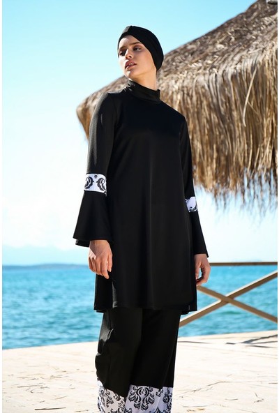 Marina Siyah Kadın Tek Parça Tunik Tesettür Mayo 5015