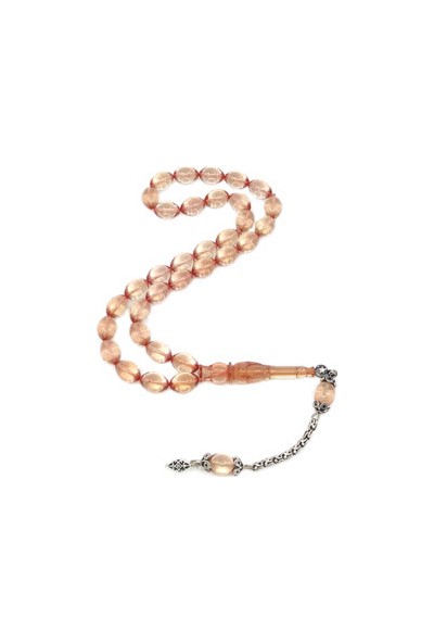 Vetesbih Gümüş Püsküllü Beyzi Kesim Ateş Kehribar Tesbih